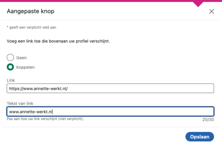 Een link toevoegen aan je LinkedIn headline - Annette Werkt